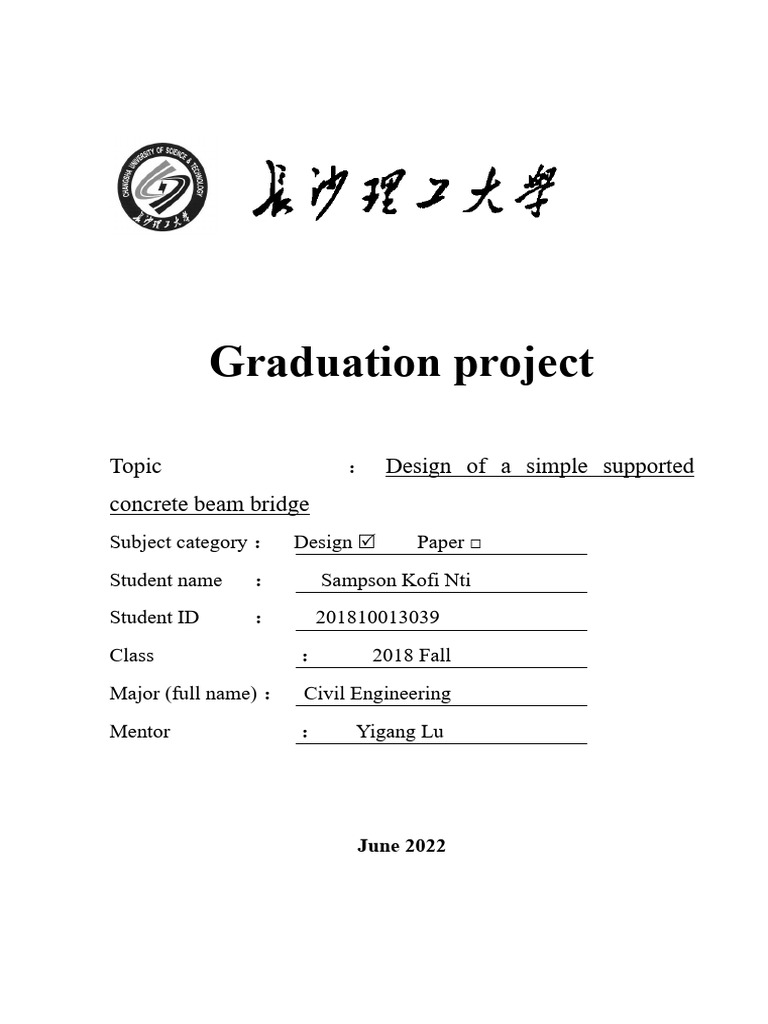 Kofi Project Work 1 Pdf Beam Structure Bridge