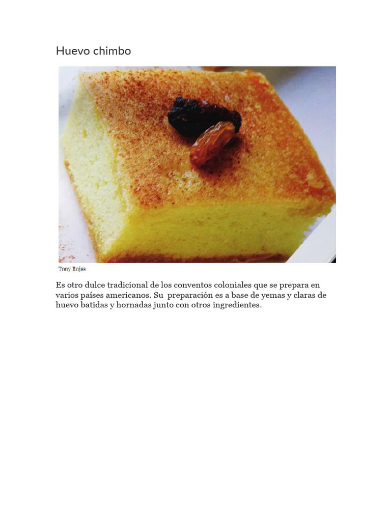 Dulce Huevo Chimbo Colonial | PDF