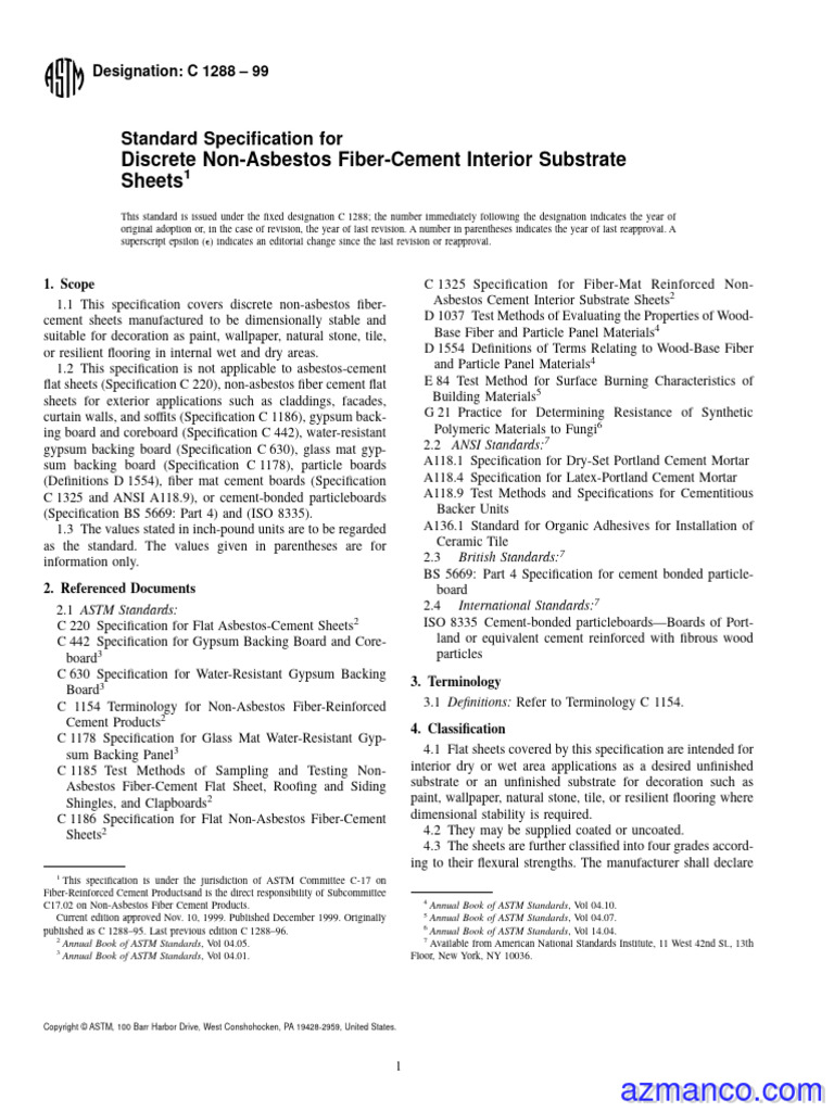 C 1288-Discrete Non-Asbestos Fiber-Cement Interior Substrate Sheet ...