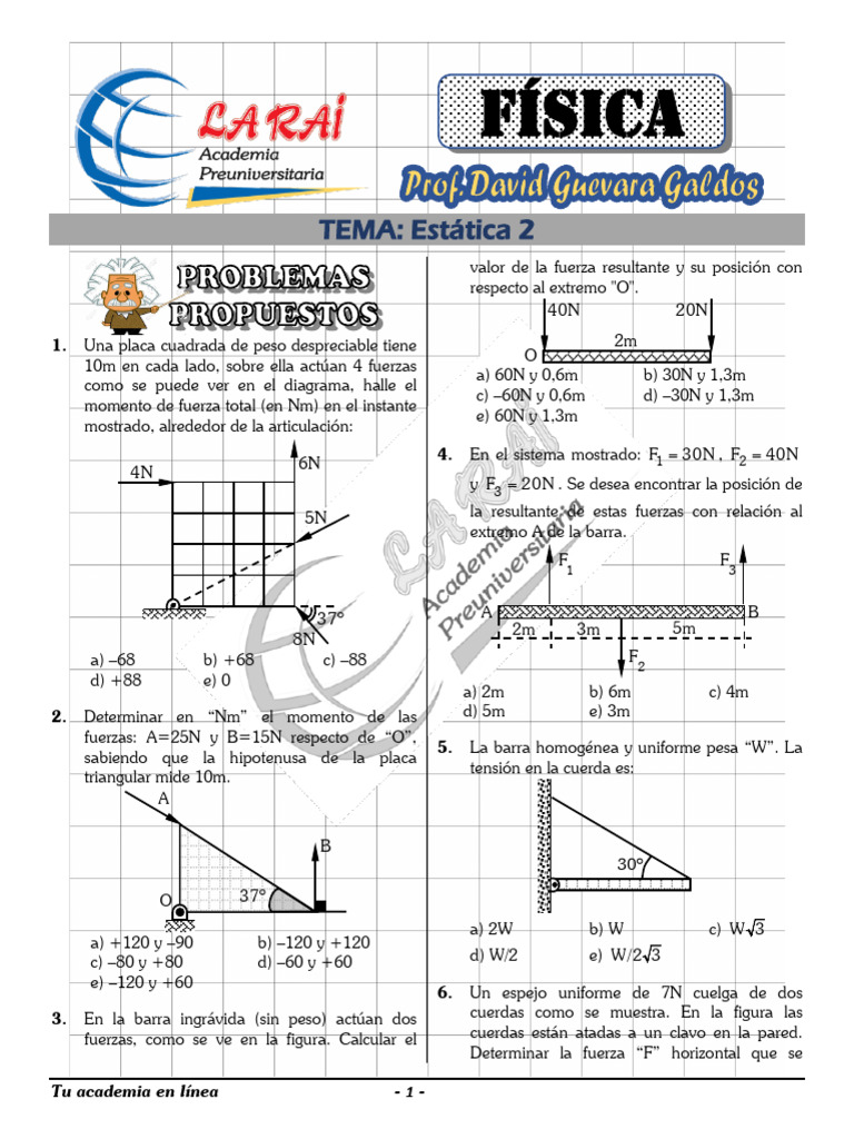 Estática 2 | PDF | Física | Cantidades fisicas