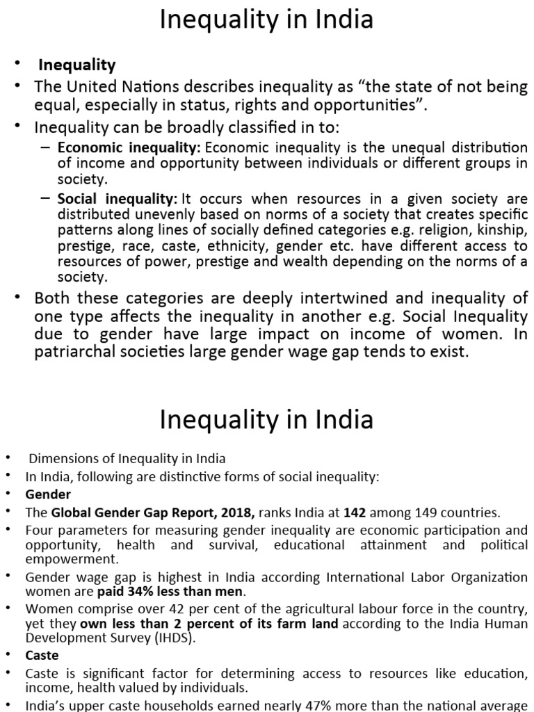 Inequalities in India | PDF | Social Inequality | Discrimination & Race Relations