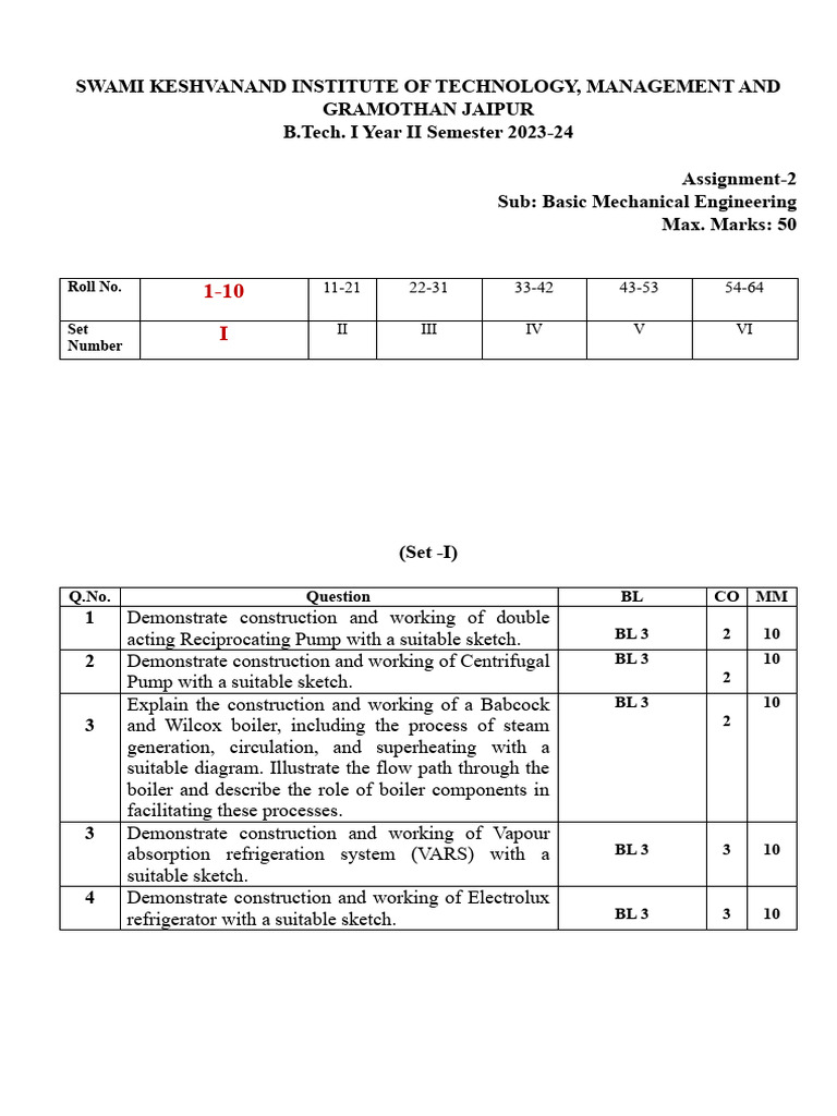 BME Assignment 2 - 20.05.24 | PDF | Diesel Engine | Engineering