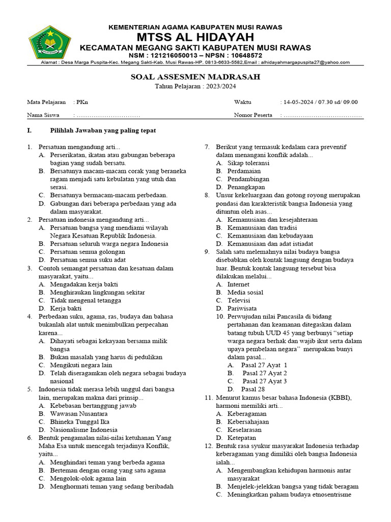 Soal Ujian PPKN GMHG DFGD | PDF | Ilmu Sosial