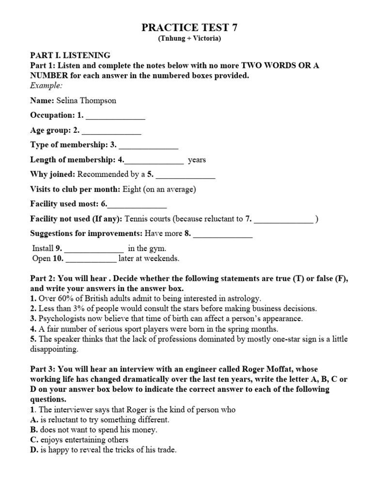 Practice Test 7 | PDF | News