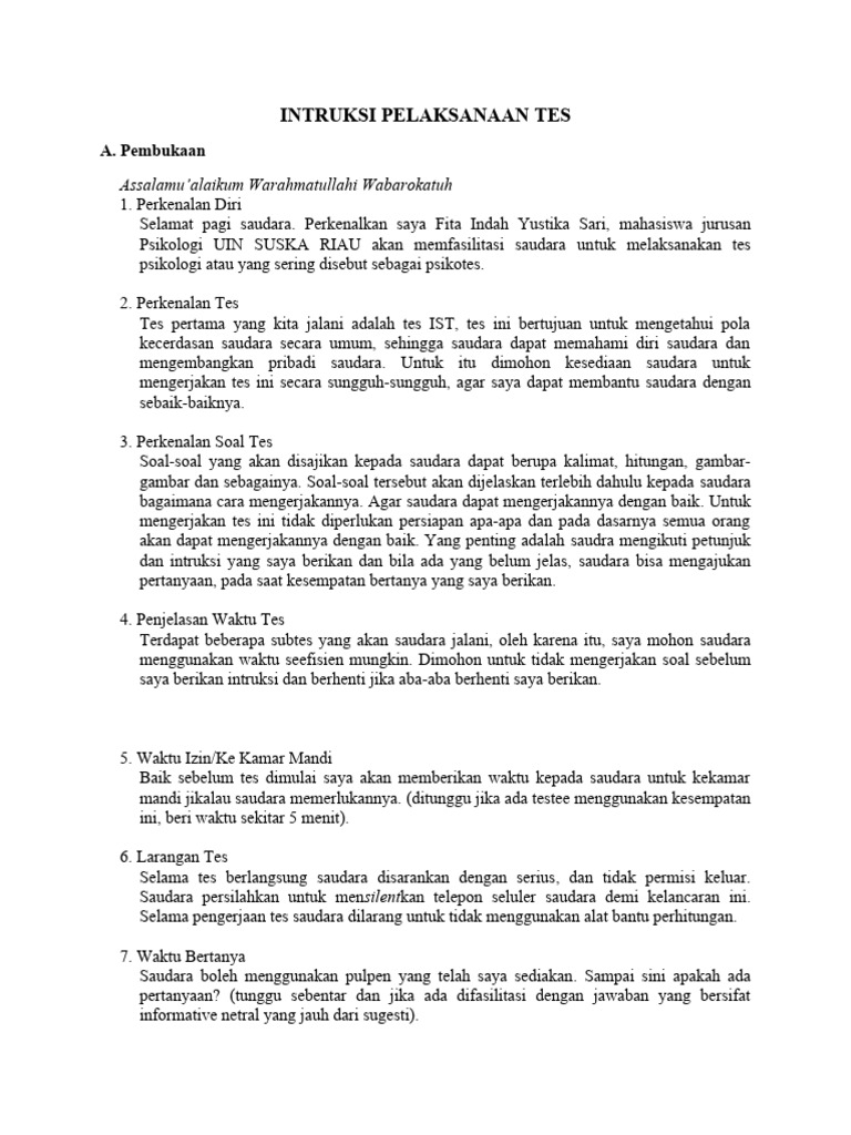 Intruksi Tes Ist & Rmib. | PDF | Karier & Perkembangan | Pengembangan Diri
