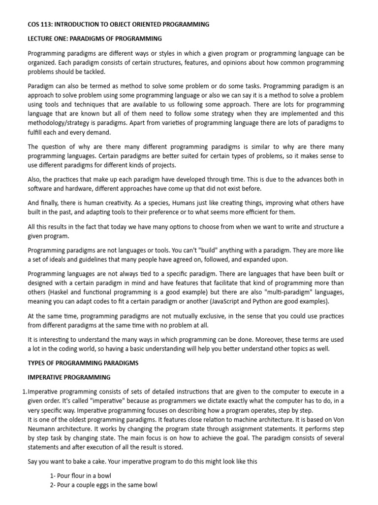 Lecture One | PDF | Object Oriented Programming | Class (Computer ... Lecture One | PDF | Object Oriented Programming | Class (Computer ...