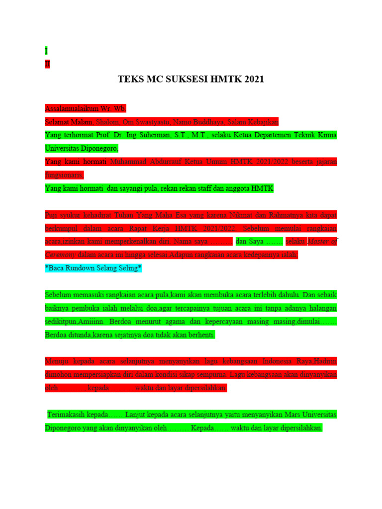 Teks MC Rapat Kerja HMTK 2021 | PDF | Teknologi & Rekayasa