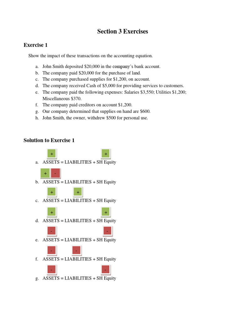 Section 3 Exercises | PDF | Debits And Credits | Equity (Finance)