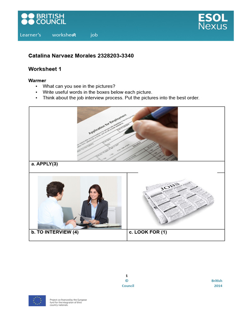 Job Interview Learner's Worksheet | PDF | Job Interview