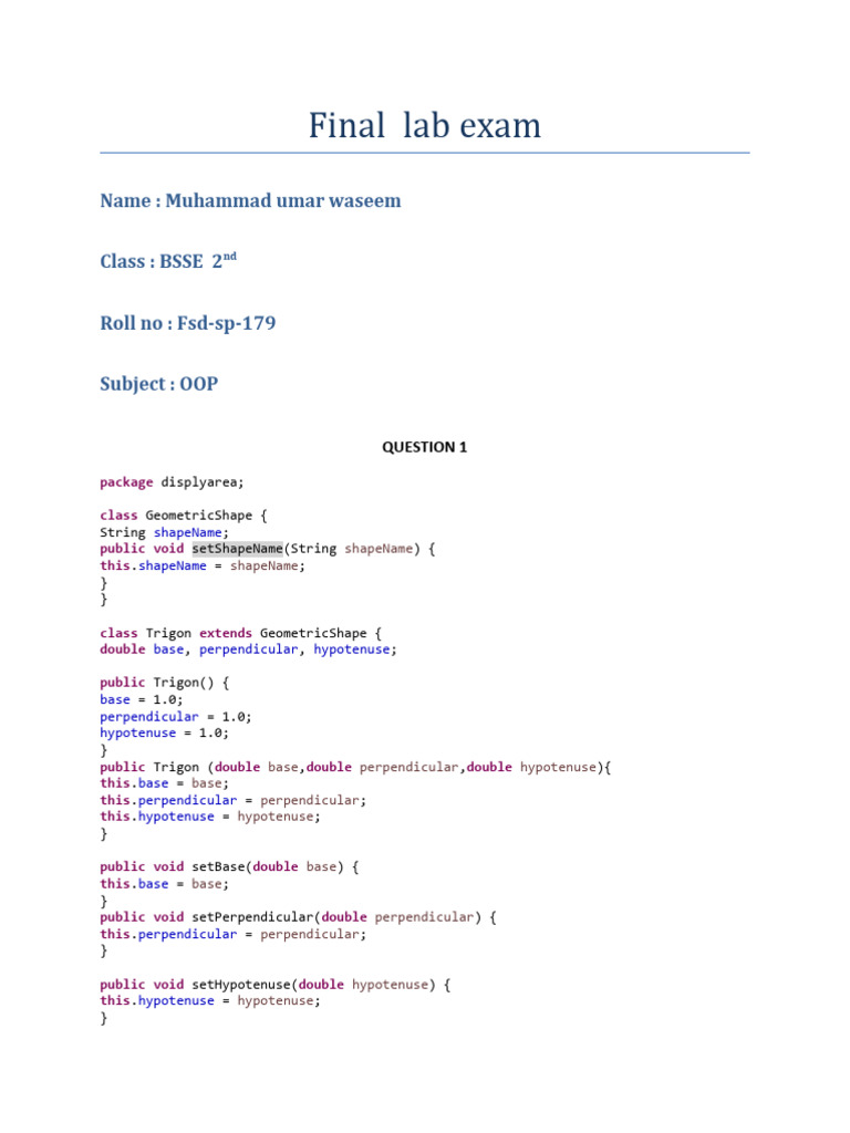 Final lab exam | Download Free PDF | Computer Programming | Software Engineering