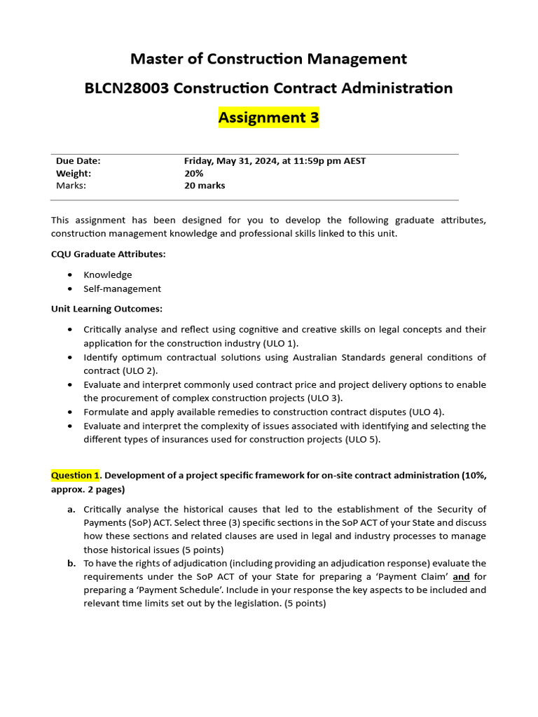 Assignment 3 T1 2024 | Download Free PDF | Adjudication | Arbitration
