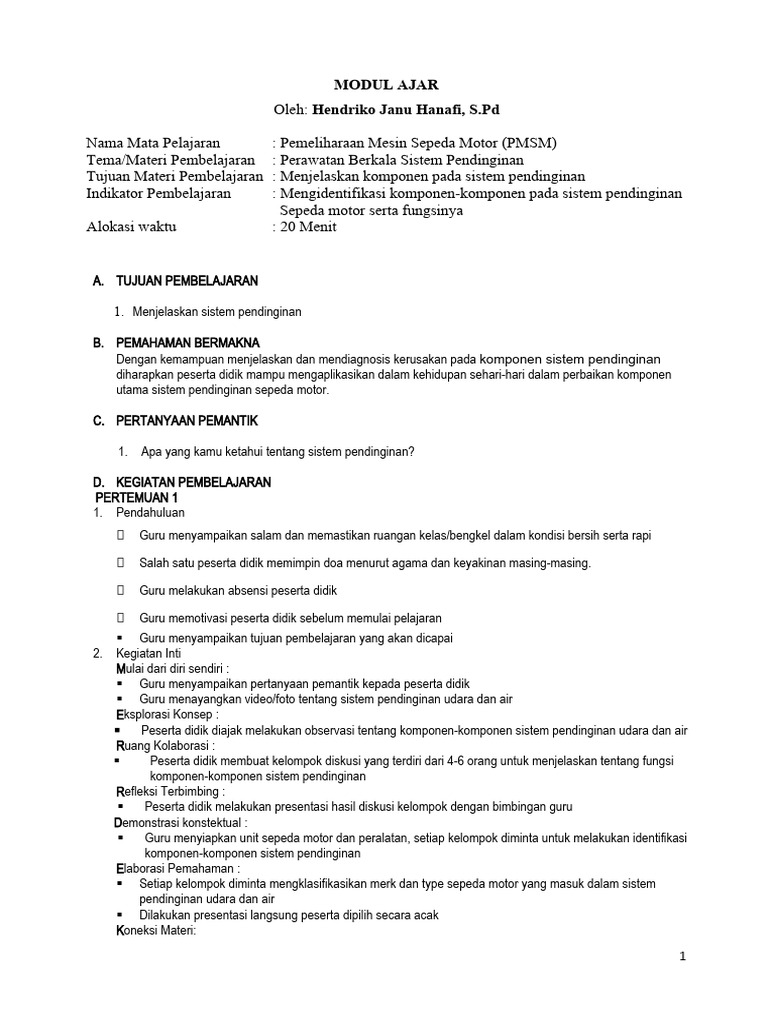 Modul Ajar Hendriko Janu Hanafi | PDF