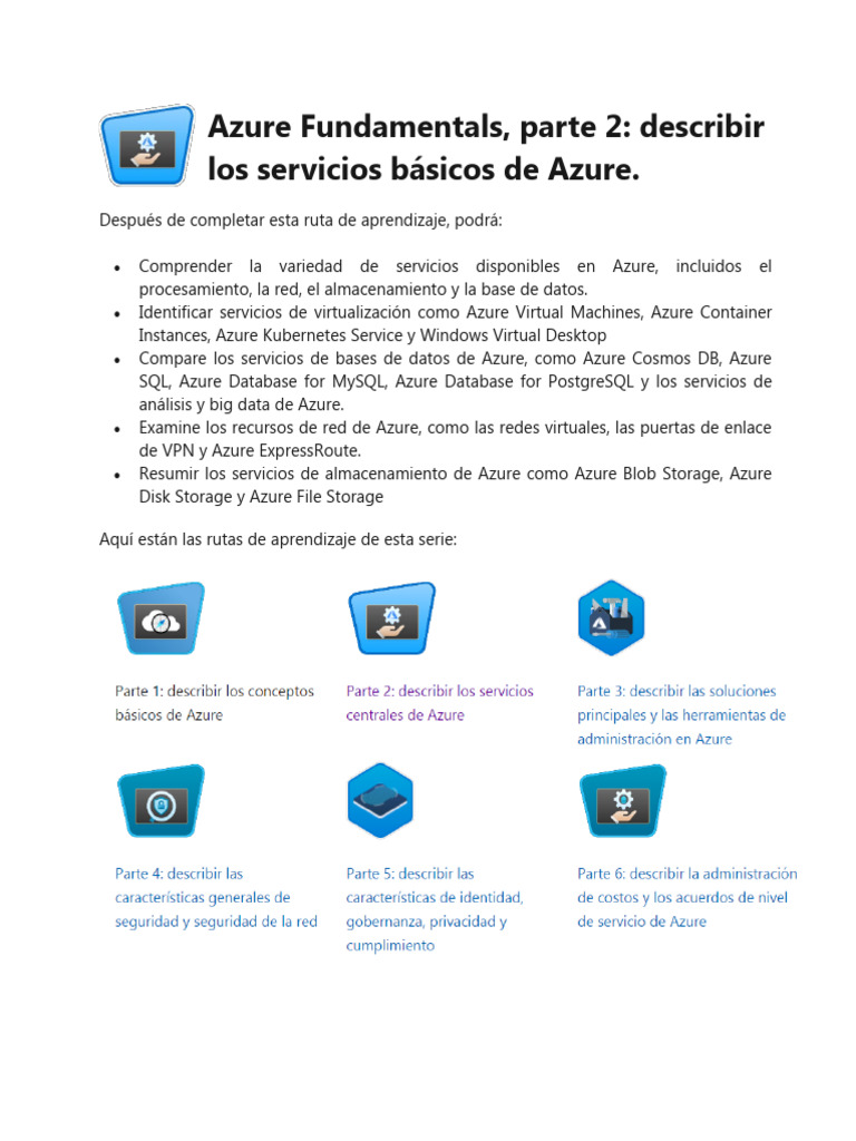 Azure Fundamentals, Capitulo 2. Describir Los Servicios Básicos de ...