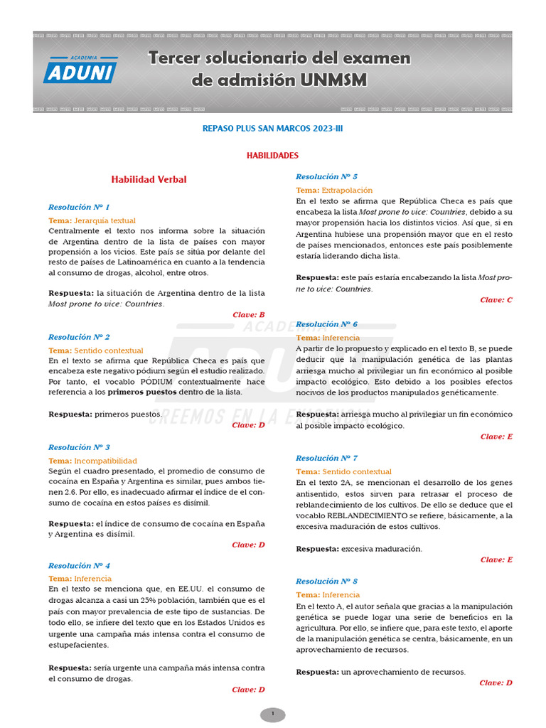 3 Soluc Ex Adm RepSMPlus 2023 III | PDF | Ciencia y matemáticas