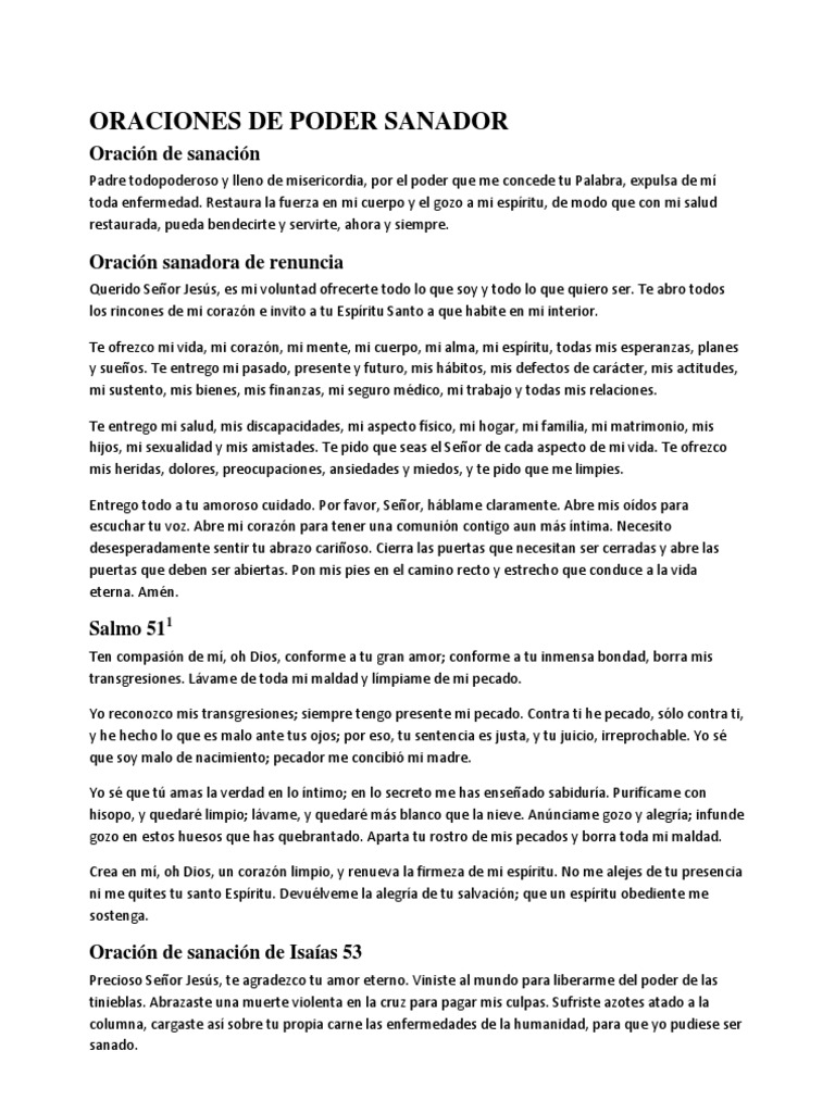 Oraciones de Poder Sanador | PDF | Pecado | Oración