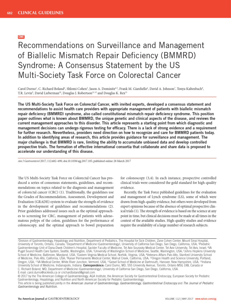 18 Surveillance and Management of Biallelic Mismatch Repair Deficiency ...