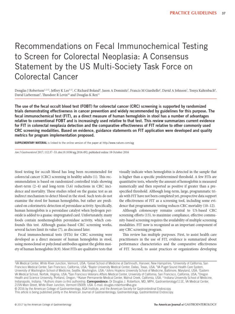 14 Fecal Immunochemical Testing To Screen For Colorectal Neoplasia - U ...