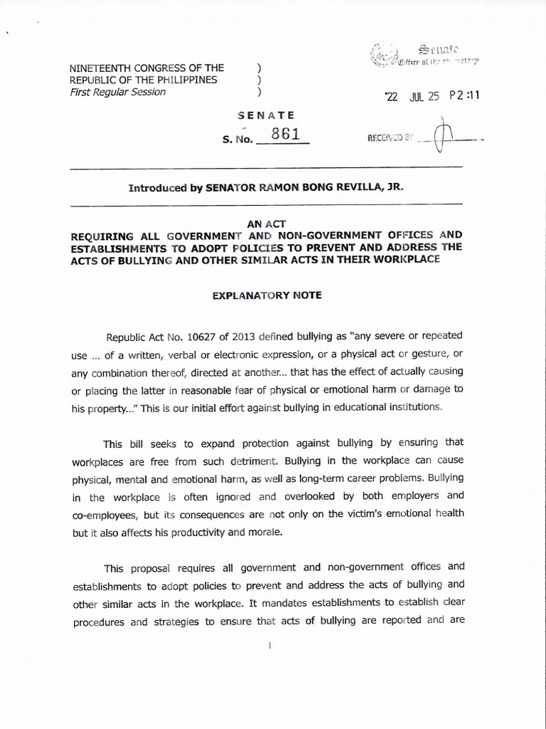 First Regular Session: - 22 JUL25 P2:11 | PDF | Bullying | Cyberbullying