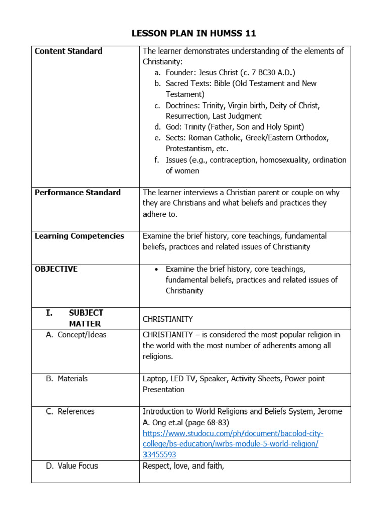 Lesson Plan | PDF | Prayer | Trinity