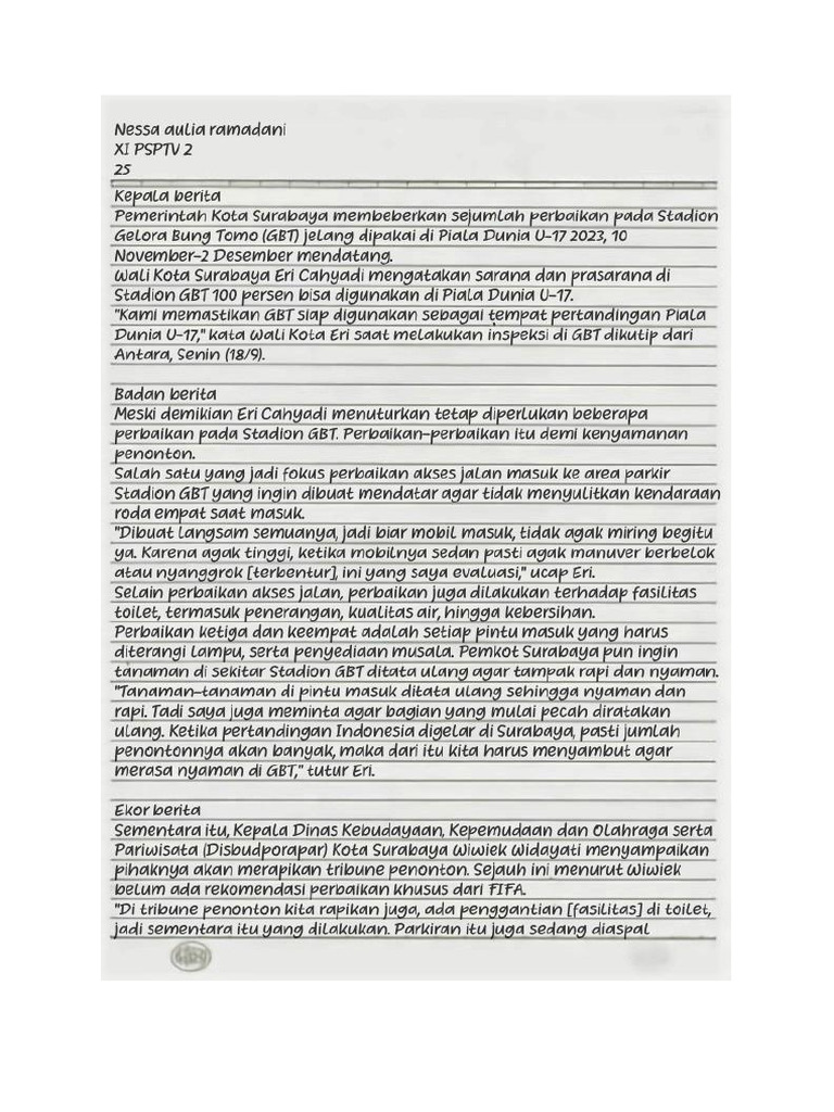 Struktur Berita 5w1h Pdf