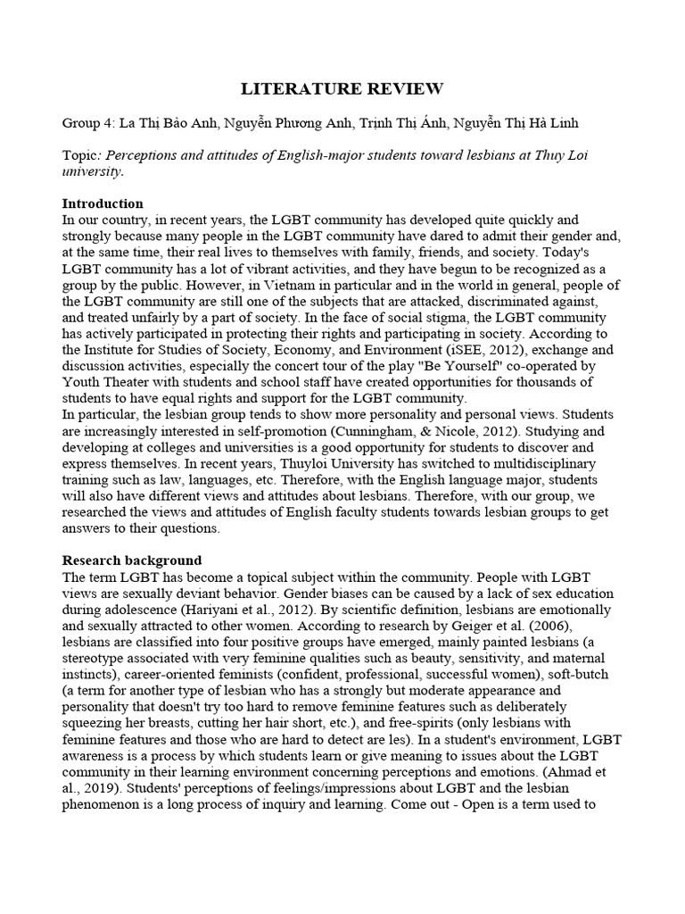 Group 4 Literature Review - Official | PDF | Homosexuality | Lesbian