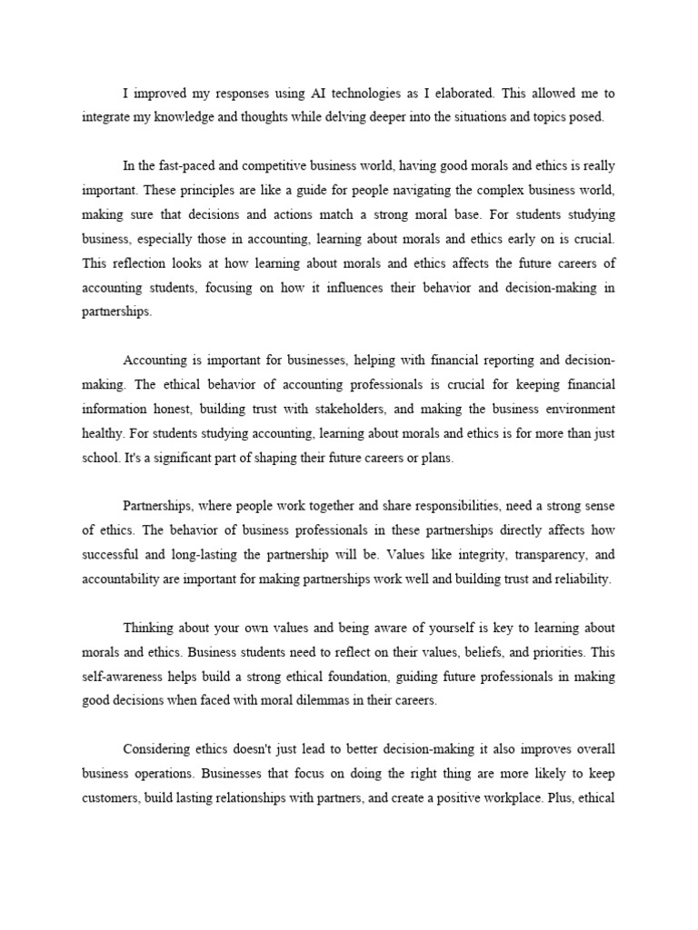 ACCCOB1 - Reflection Paper | PDF | Morality | Decision Making