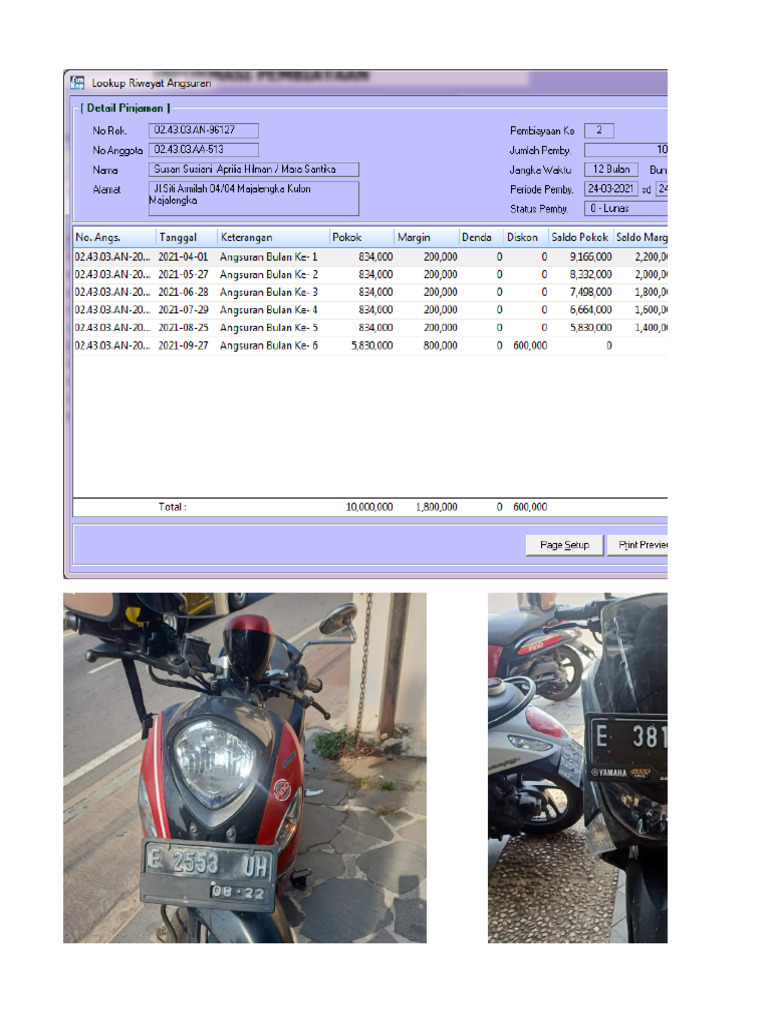 Riwayat Angsuran & Jaminan RST 3 An Susan Susiani | PDF