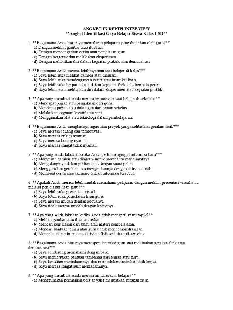 Angket in Depth Interview | PDF