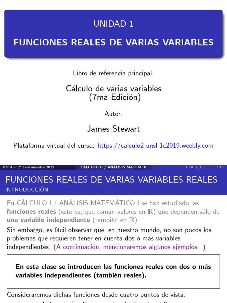 Clase 1 - Funciones de Varias Variables | PDF | Variable (Matemáticas ...