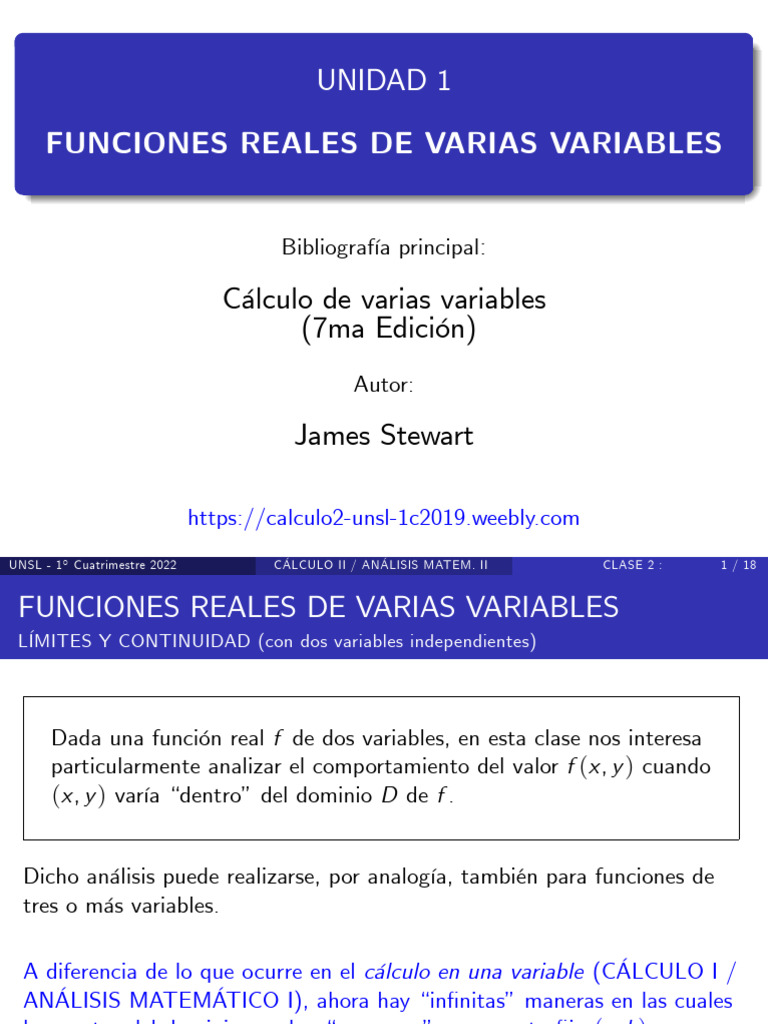Clase 2 - Límites y Continuidad | PDF | Cálculo multivariable ...