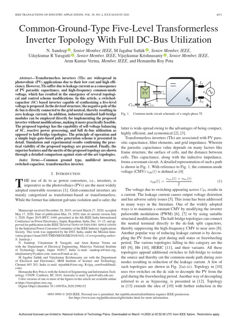 Common-Ground-Type Five-Level Transformerless Inverter Topology With ...