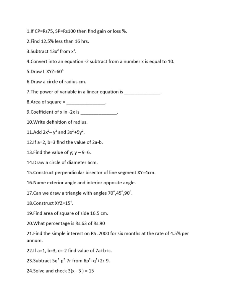 Sample Paper 3 Sixth Maths | PDF