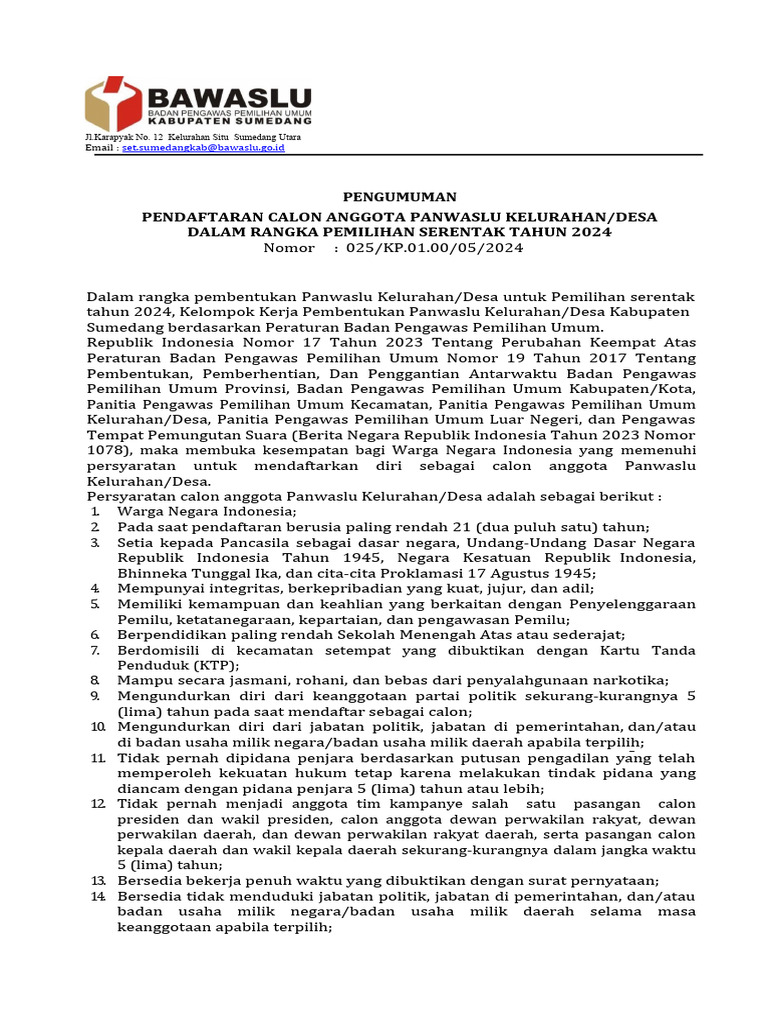 Pengumuman & Berkas Pendaftaran PKD | PDF