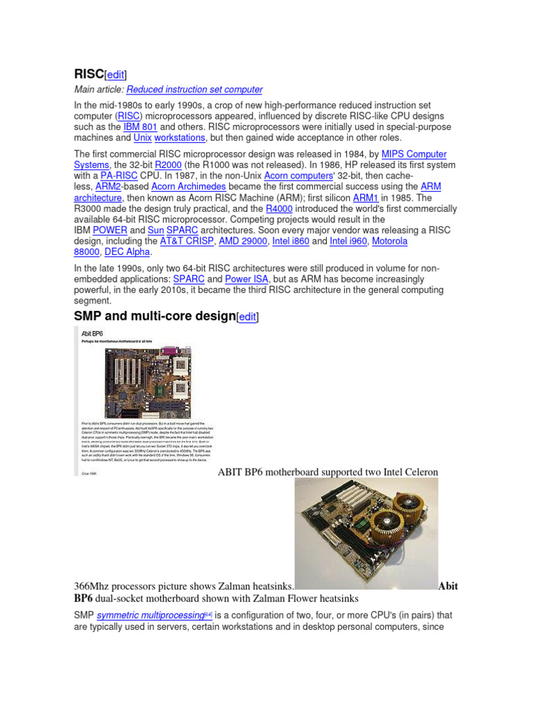 Reduced Instruction Set Computer: Main Article | PDF | Microprocessor | Multi Core Processor