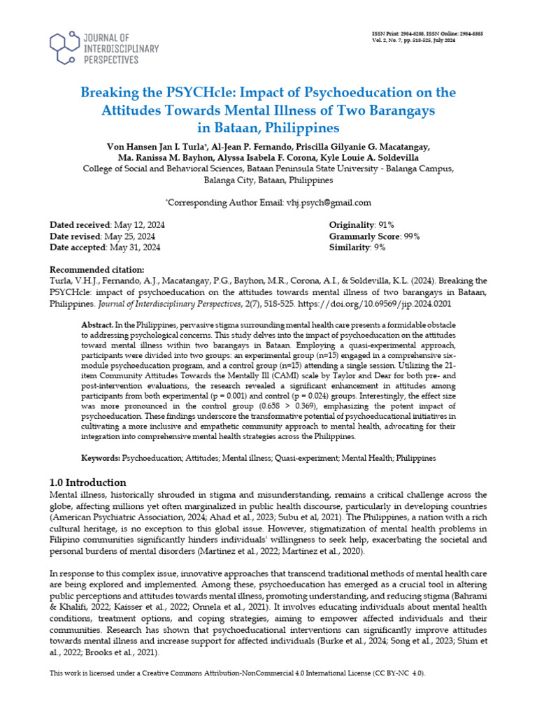 Psychoeducation's Impact on Mental Health | PDF | Mental Disorder ...