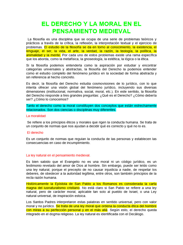 El Derecho y La Moral en El Pensamiento Medieval | PDF | La Ley natural ...