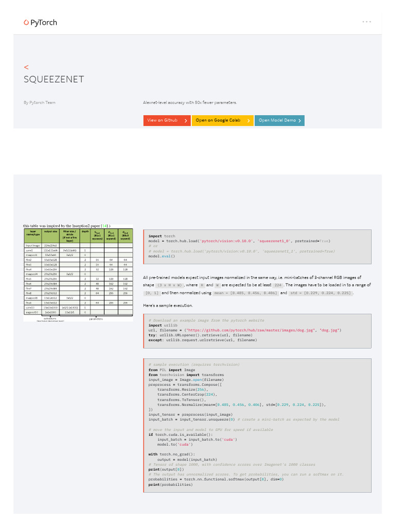 SqueezeNet _ PyTorch | PDF