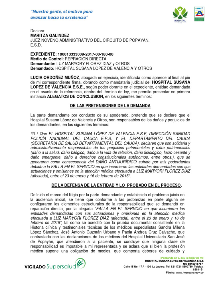 Alegatos Luz Maryori | PDF | Parto | Seccion de cesárea