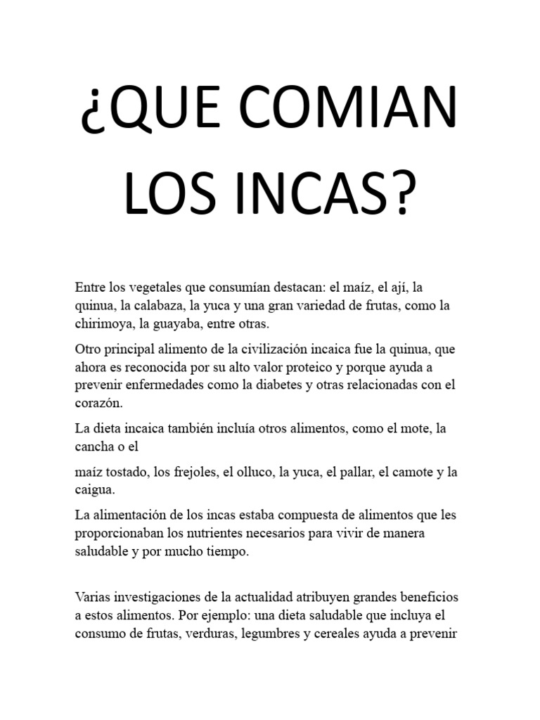 Que Comian Los Incas | PDF