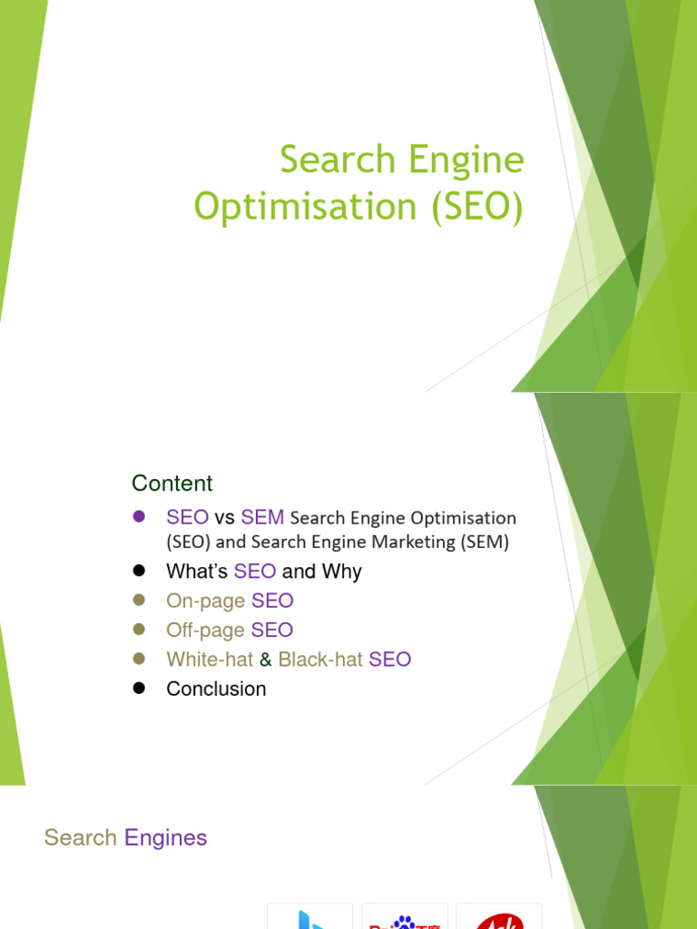 Search Engine Optimisation (SEO) | PDF | Search Engine Optimization | Search Engine Marketing
