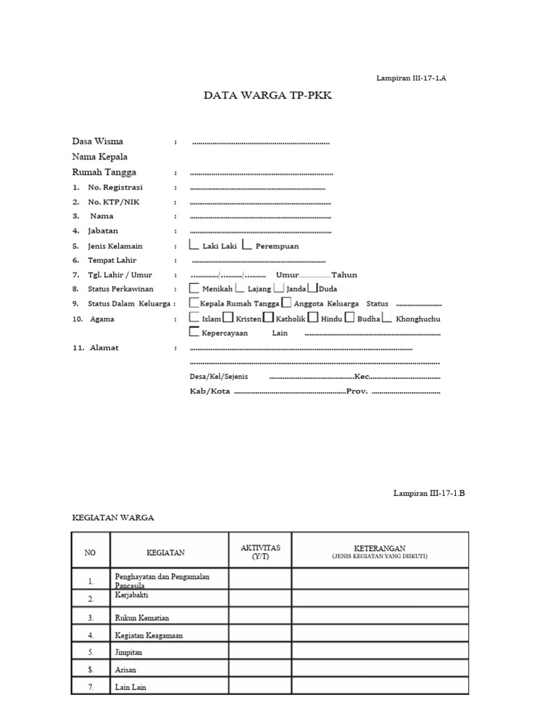 PDF Form Dasa Wisma | PDF
