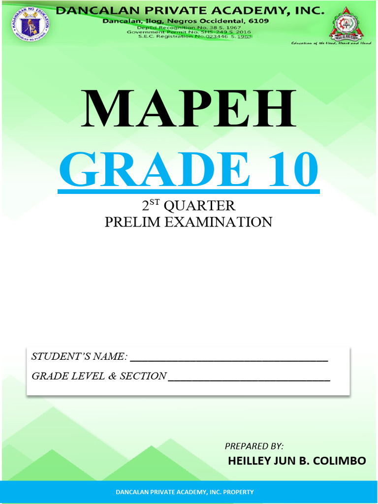 Mapeh10 Prelim 2nd | Download Free PDF | Camera | Digital Single Lens Reflex Camera