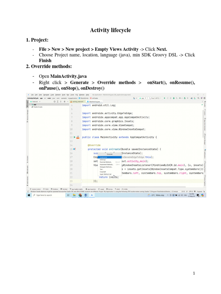 Exercise 6 - Activity Lifecycle | PDF | Android (Operating System ...