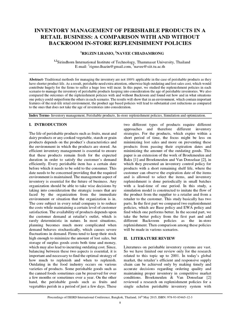 Inventory Management of Perishable Produ | PDF | Inventory | Retail