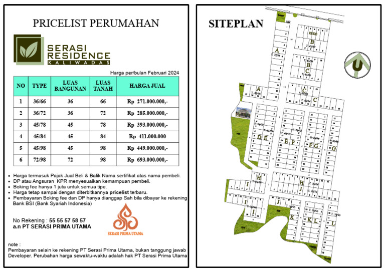 Pricelist Serasi Residence | PDF