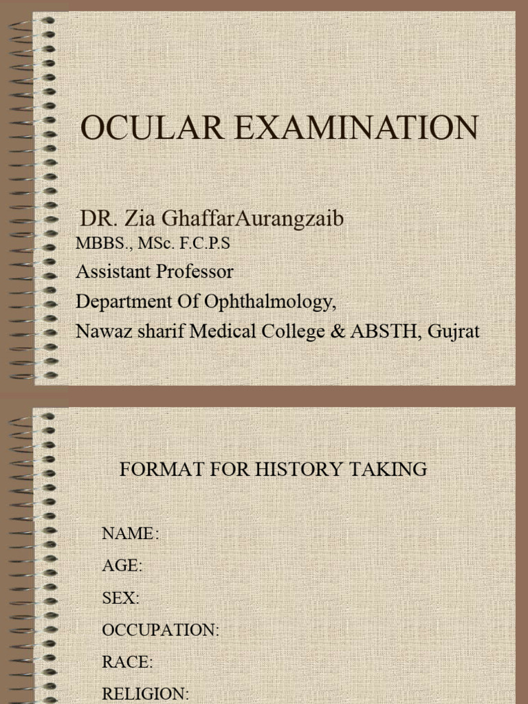 Ocular Examination Final | PDF | Human Eye | Vision