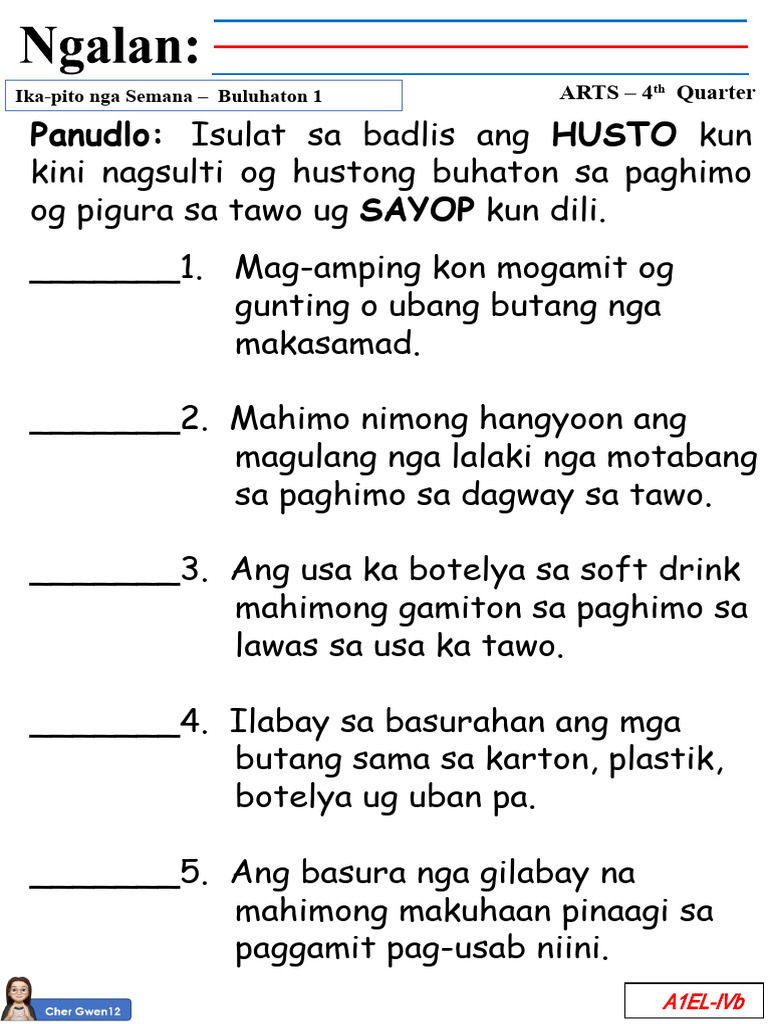 MAPEH Worksheets Q4-W7 | PDF