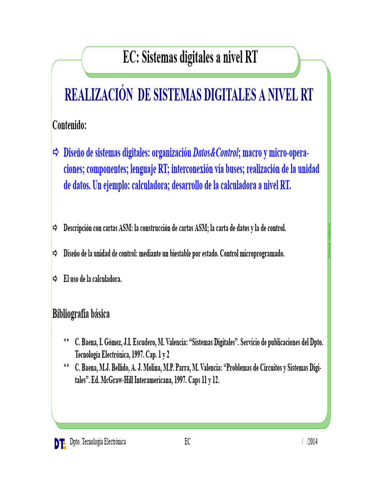T0708 - Tema3 - Sistemas Digitales A Nivel RT | PDF | Electrónica ...