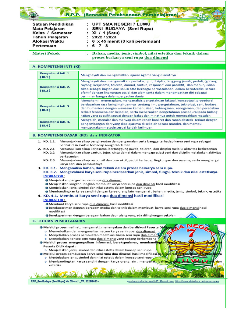 EDIT Print - 6 - RPP - Pert-6-7-8 - SeniRupa - XII - smt-1 - tp22-23 - Apgfile | PDF | Komputer