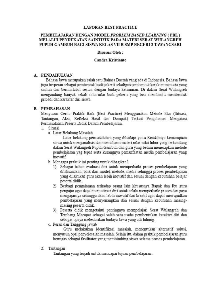 Laporan Best Practice - Candra | PDF